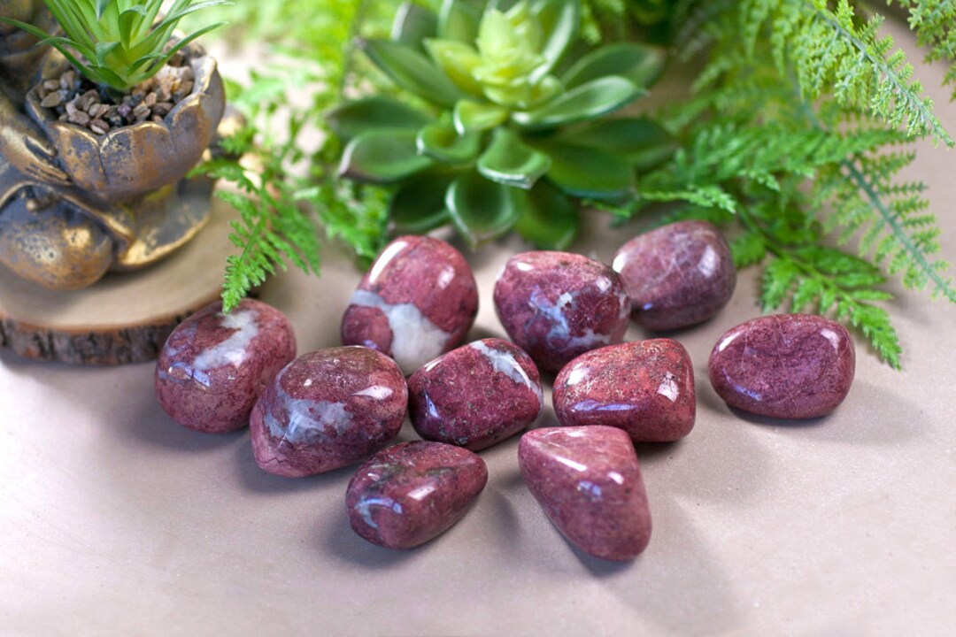 Thulite Tumbled Stones Large Thulite Tumbled Stones From Norway - Etsy