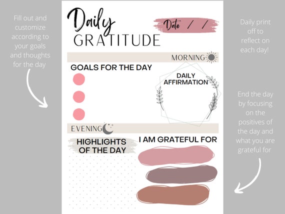 Pink Daily Gratitude Journal Printable Journals - Etsy