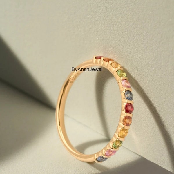 Rainbow Eternity Ring - Etsy