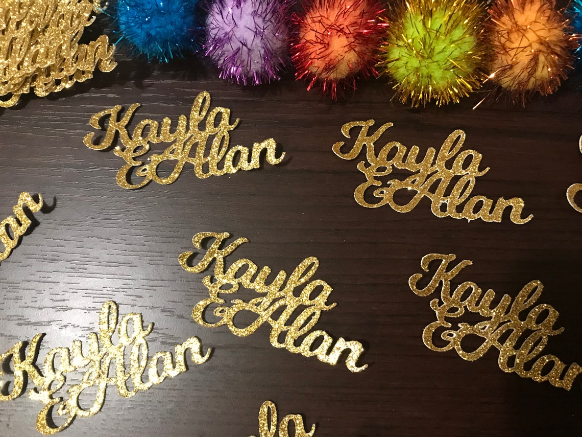 1 2 3 Words Custom Confetti Personalized Names Engagement Bridal Baby ...