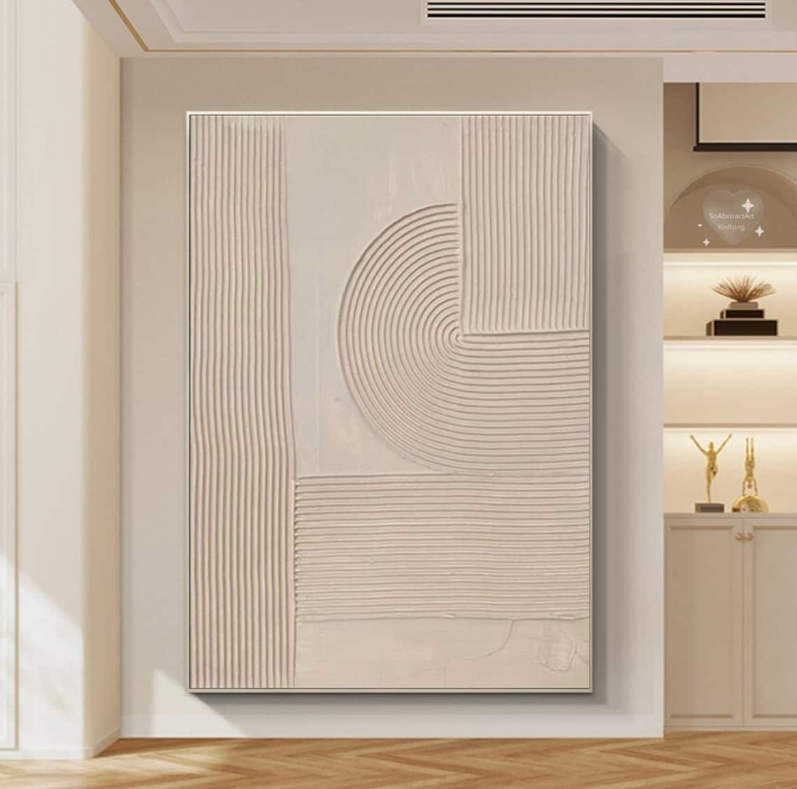 Large Beige 3D Texture Painting Pure Beige 3D Minimalist Painting on ...