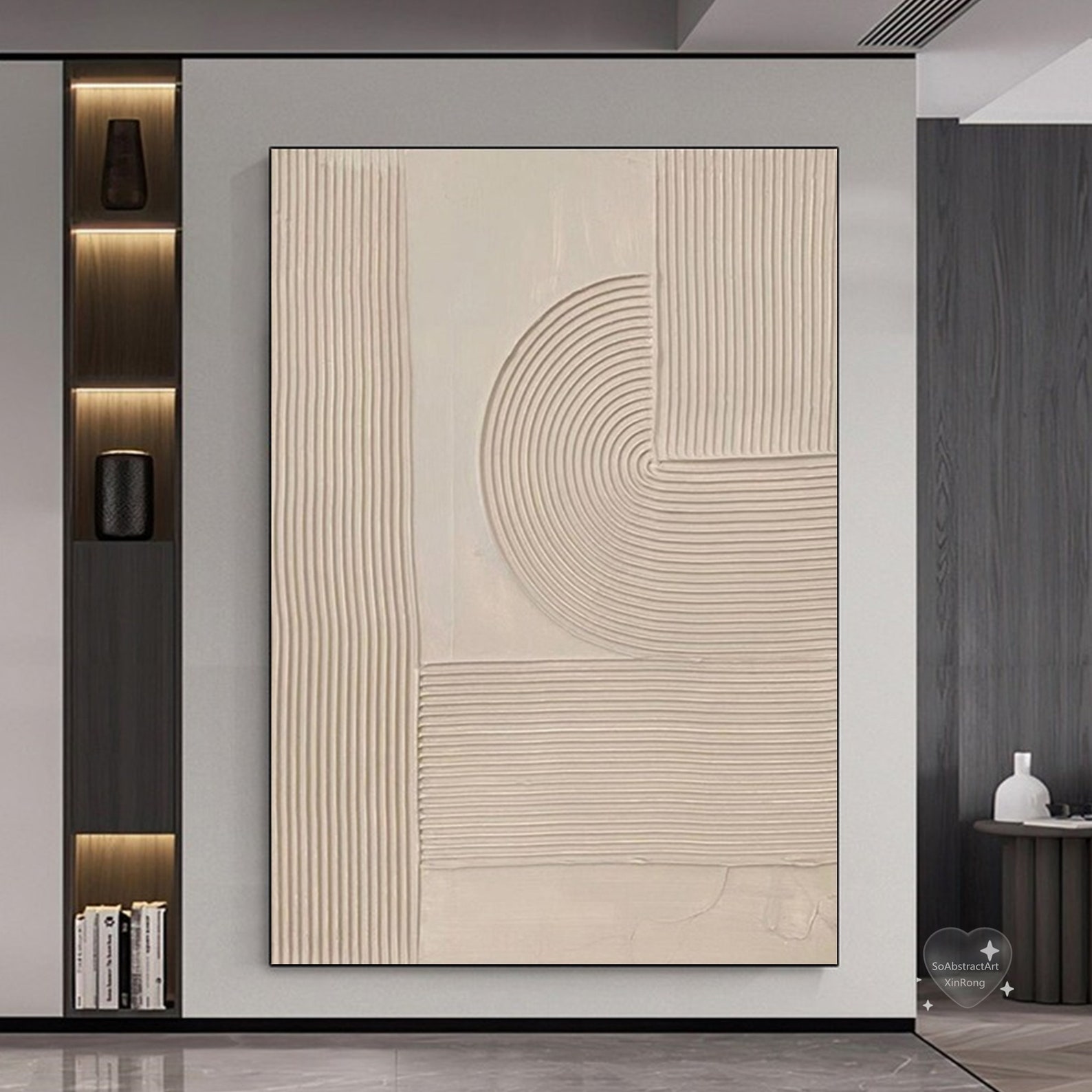 Large Beige 3D Texture Painting Pure Beige 3D Minimalist Painting on ...