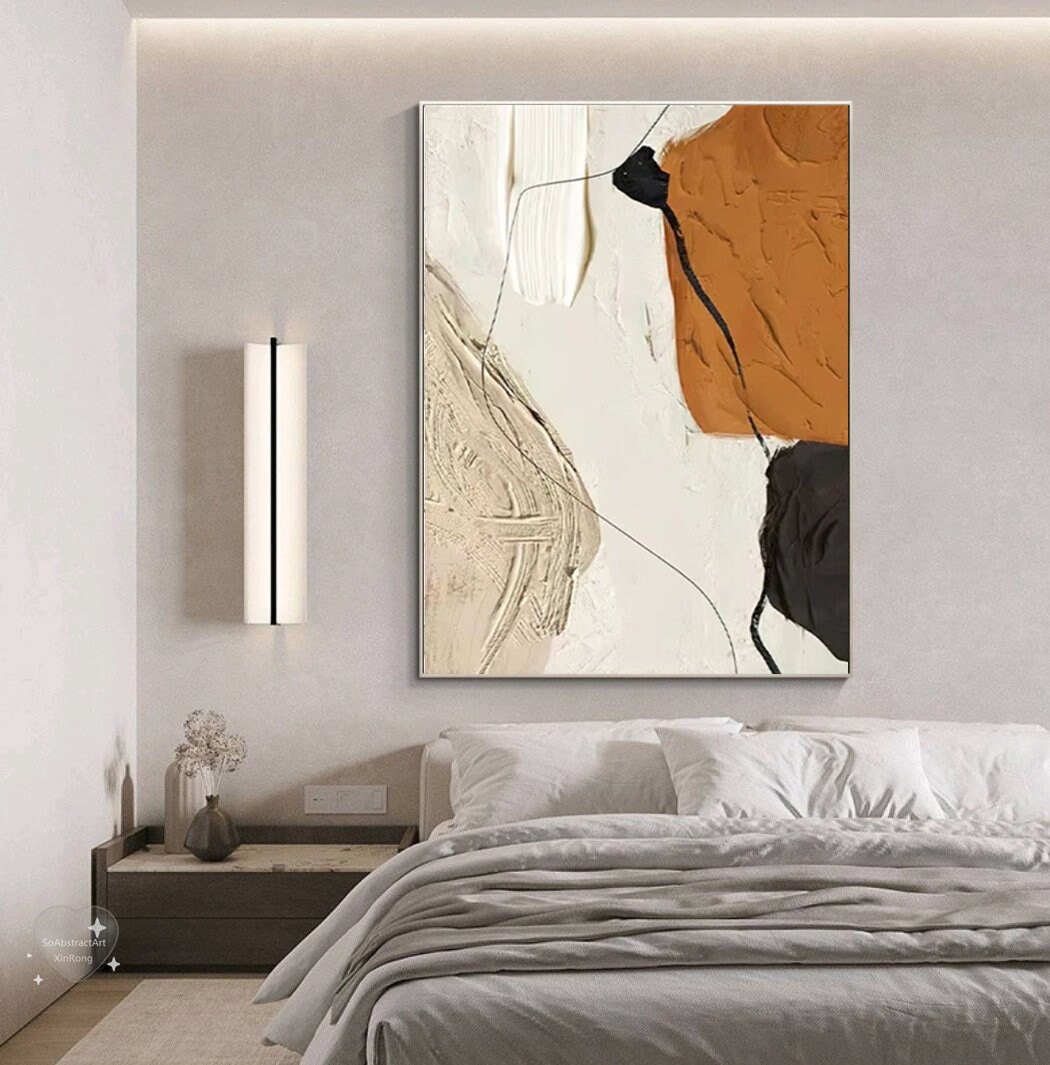 Oversized Beige Brown Textured Wall Art Wabi Sabi Minimalist Canvas ...