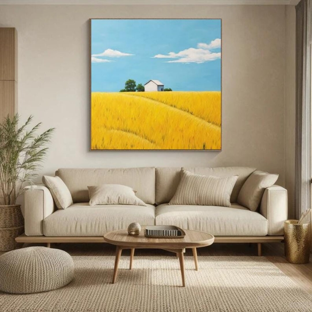 Original Field Landscape Hand Oil Painting Impressionist Canvas Art ...
