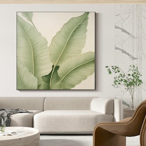 Abstract Large Banana Leaves Wall Art Painting Tropical Banana Leaf ...