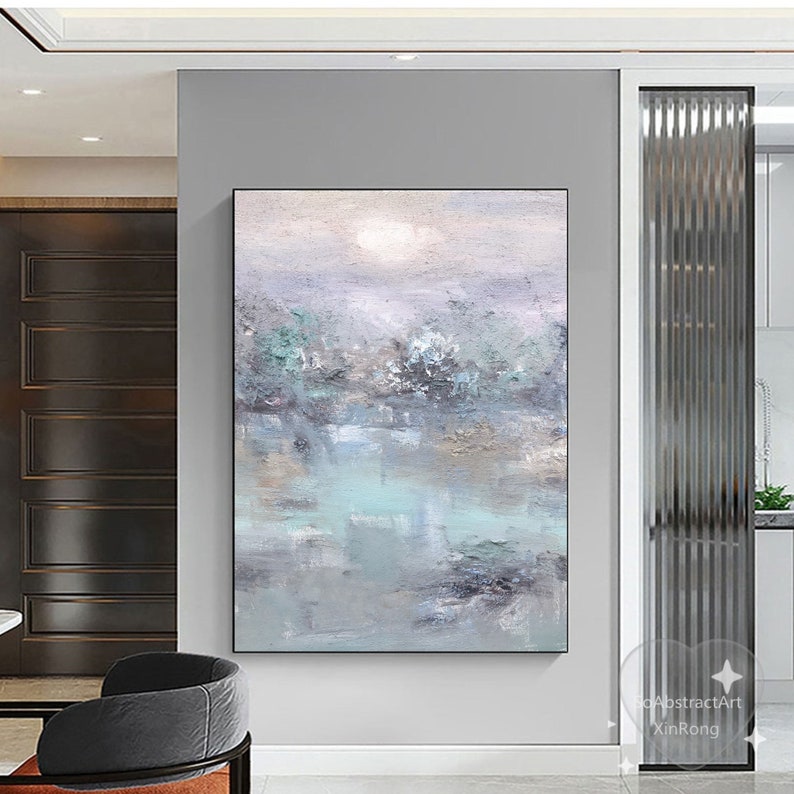Large Blue Abstract Oil Painting Original Modern Boho Wall Art Gray ... Large Blue Abstract Oil Painting Original Modern Boho Wall Art Gray ...