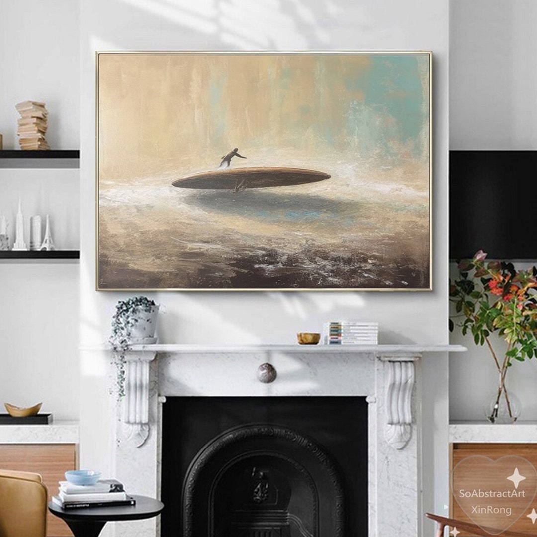 Large Sea Oil Painting on Canvas Sky Sunset Ocean Painting Sea Waves Painting Abstract Sailboat ...