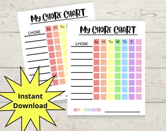 Rainbow Reward Chart for Kids, Editable Printable Daily Weekly ...