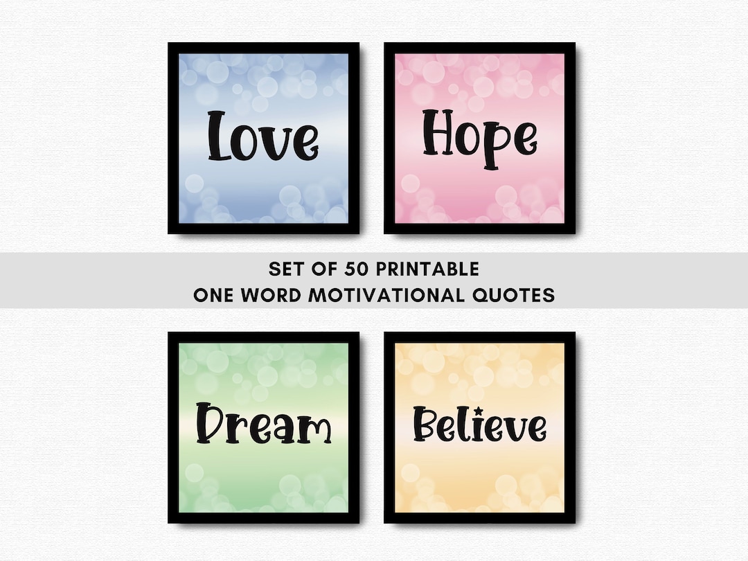 Printable One Word Inspirational Quotes Gallery Wall Set - Etsy