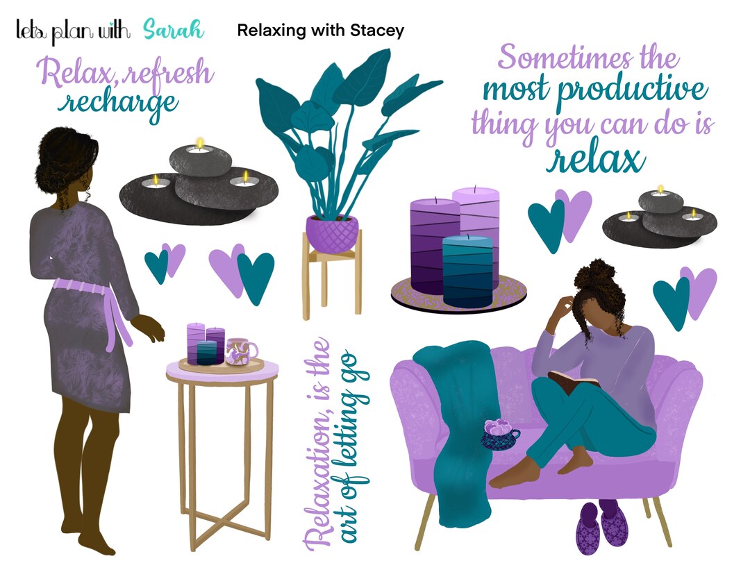 RELAXING WITH STACEY Printable Stickers for Planners, Journals ...
