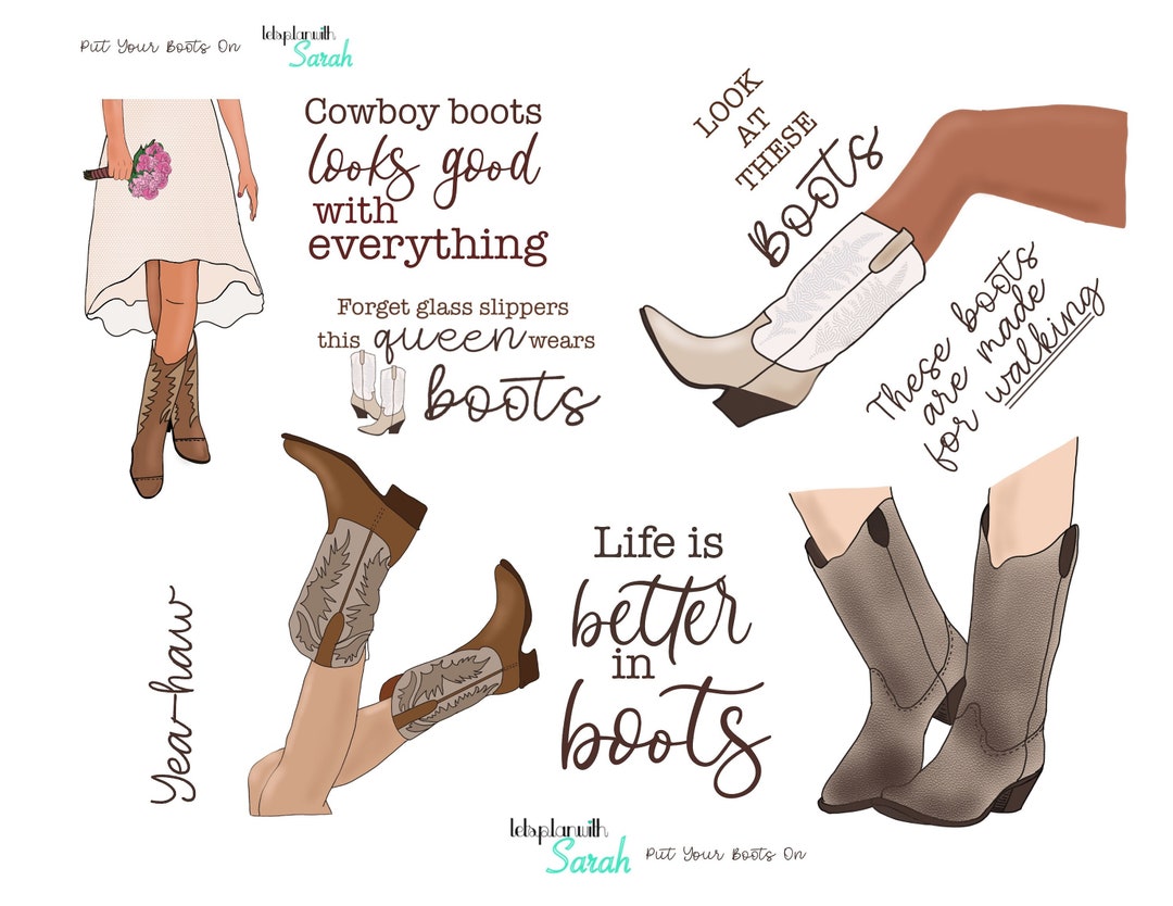PUT YOUR BOOTS On Printable Planner Stickers I Boot Quotes Stickers I ...