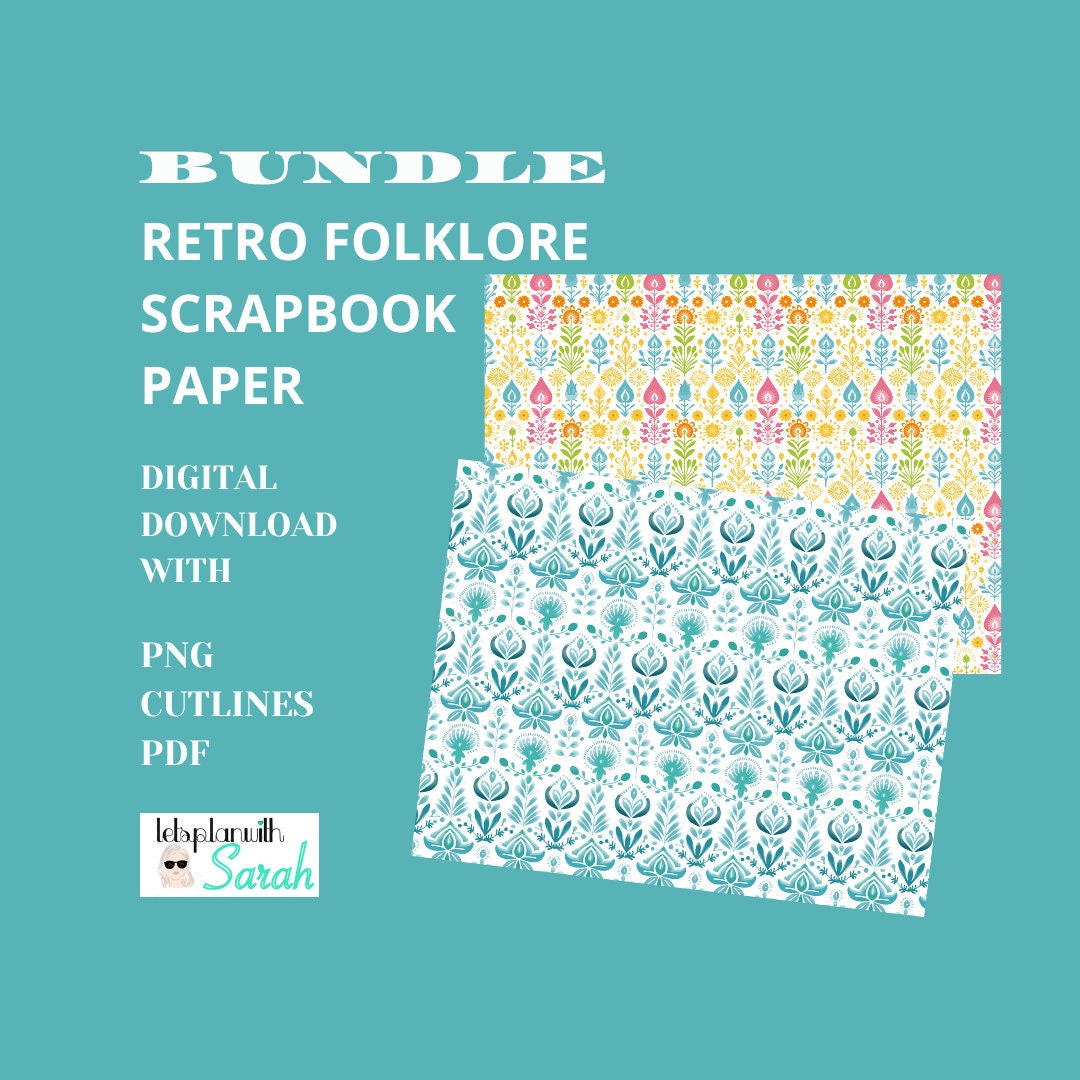 RETRO FOLKLORE SCRAPBOOK Paper Printable Scrap, Decor Paper, Layering ...