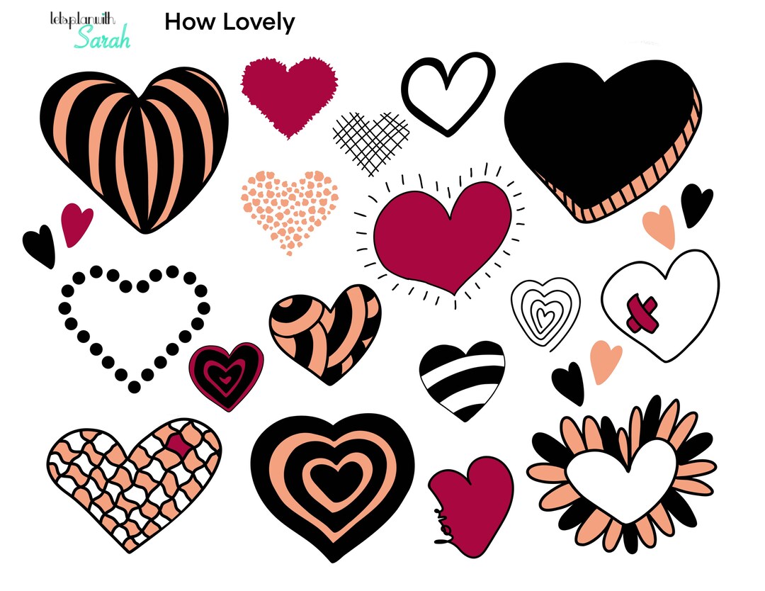 HOW LOVELY Printable Decorative Hearts for Planners - Etsy