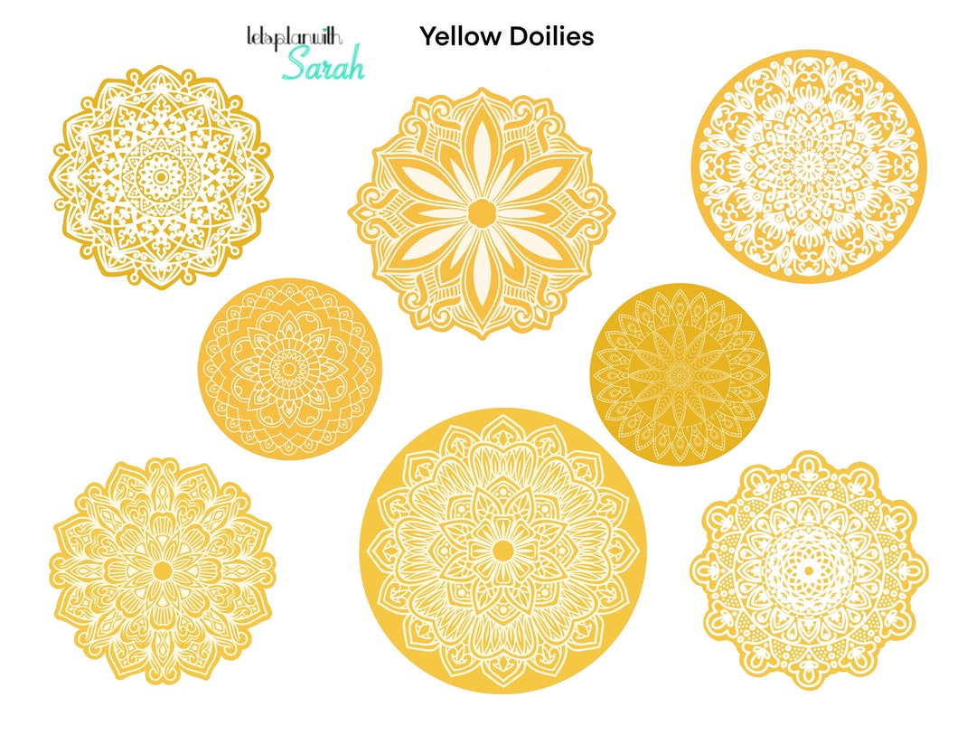 YELLOW DOILIES for Your Planners, Journals or Scrapbooks Etc. - Etsy