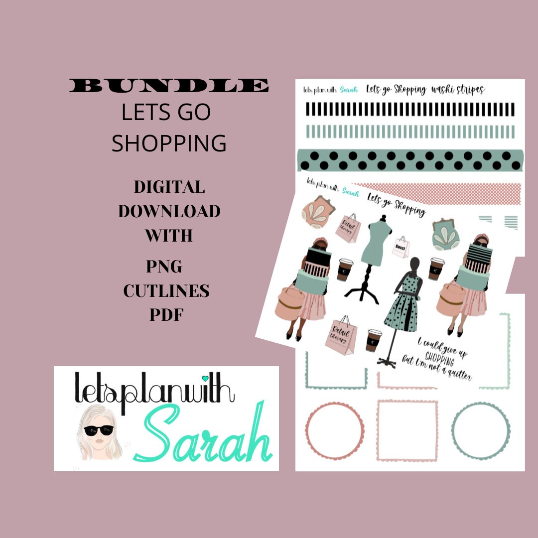 LETS Go SHOPPING BUNDLE Printable Stickers for Planners, Journals ...