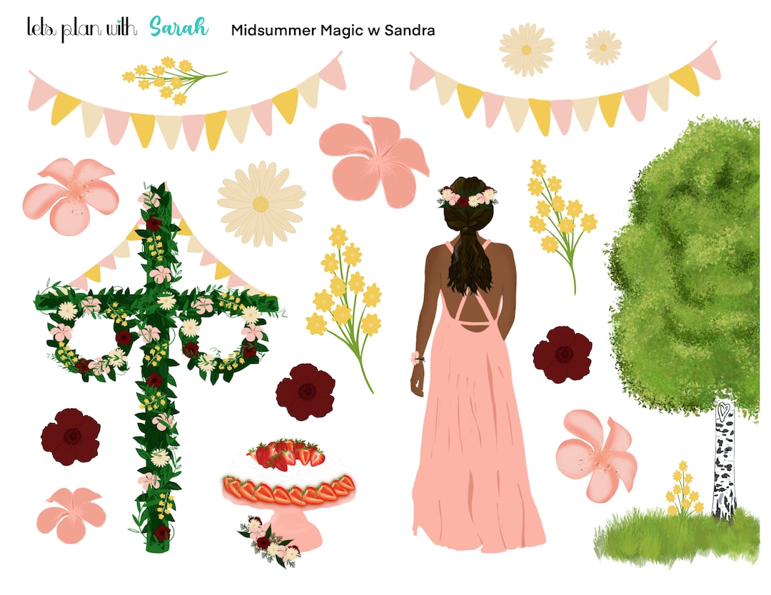 SANDRAS MIDSUMMER MAGIC Fun Printable Stickers for Swedish Midsommar ...