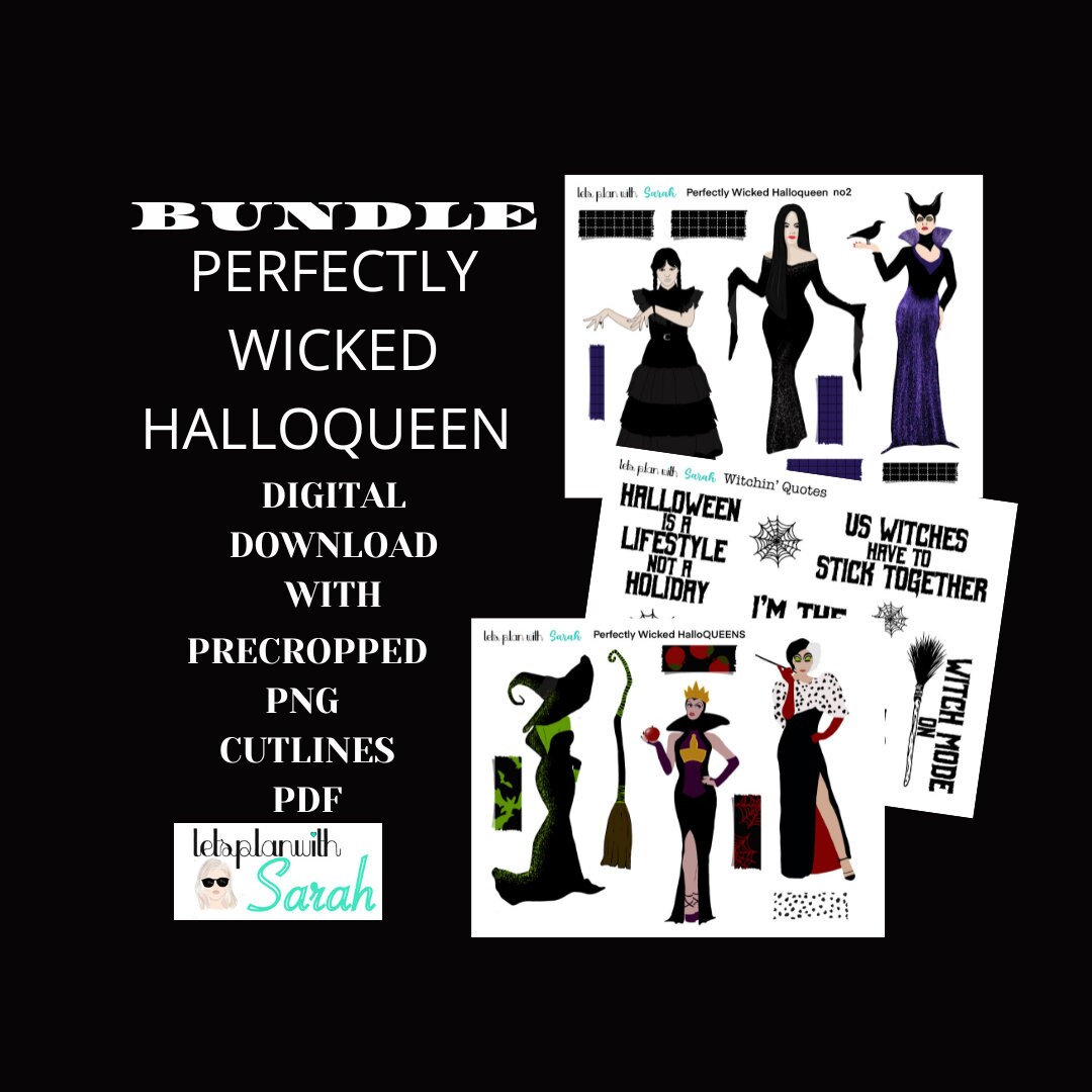 PERFECTLY WICKED HALLOQUEEN Printable Halloween Stickers for Planners ...