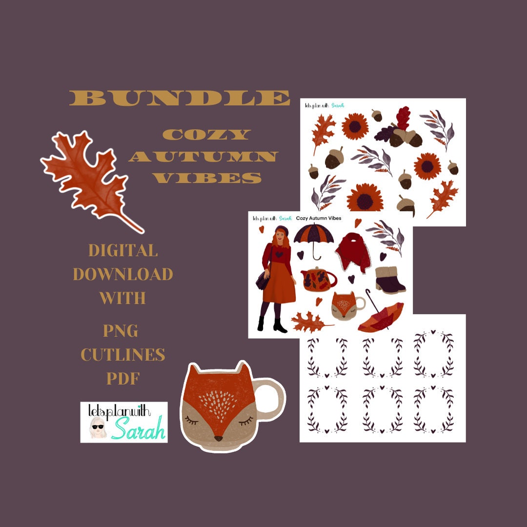 COZY AUTUMN VIBES Bundle Printable Stickers for Planners, Journals ...