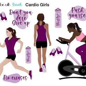 CARDIO GIRLS ICONS Printable Stickers, Fitness Tracking, Workout ...