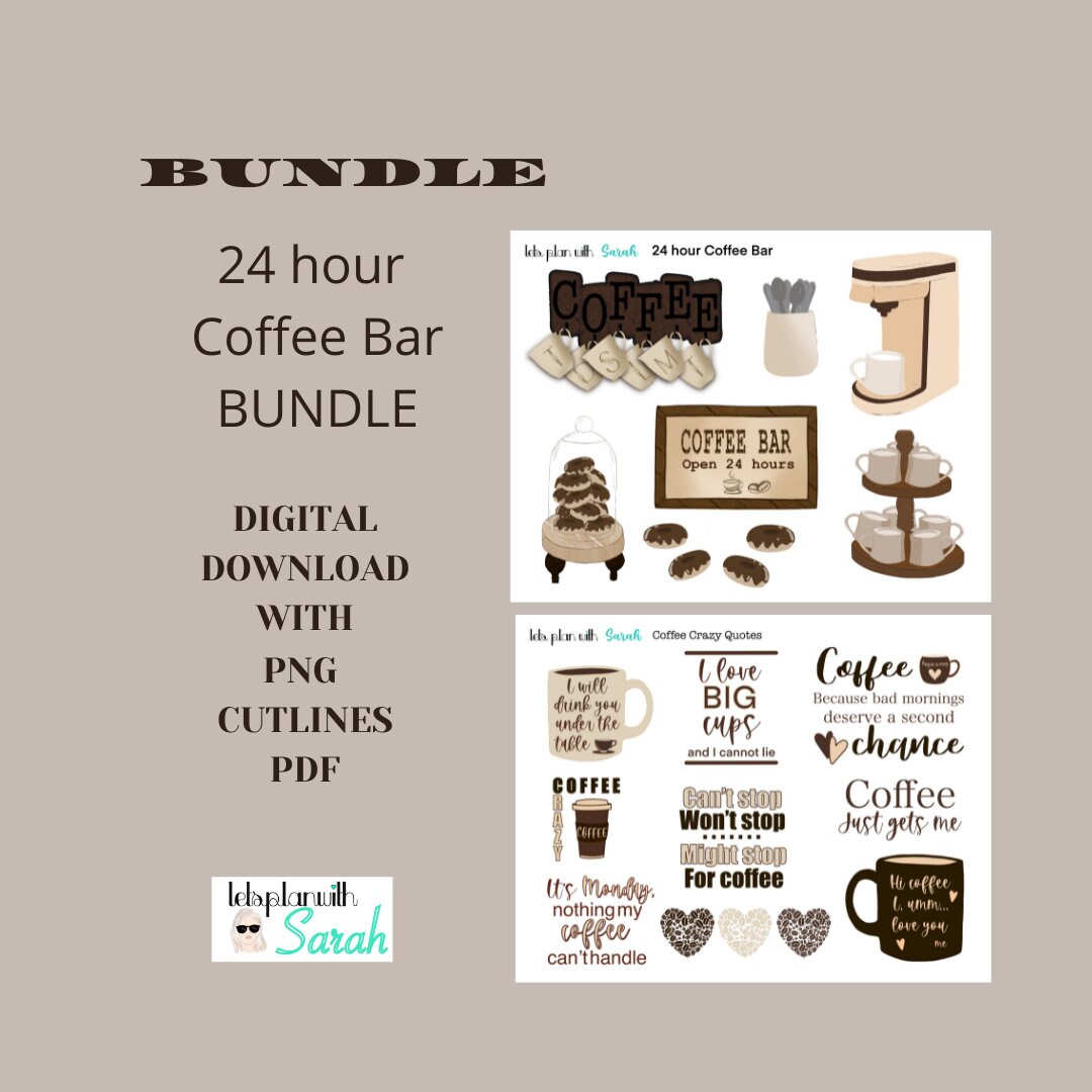 24 H COFFEE BAR BUNDLE Printable Stickers for Planners, Journals ...