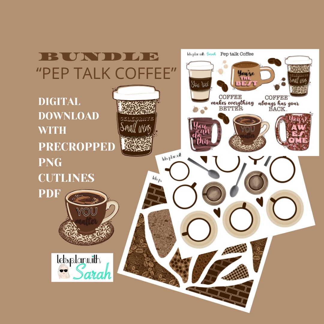 PEP TALK COFFEE Printable Sticker Kit for Planners, Journals ...