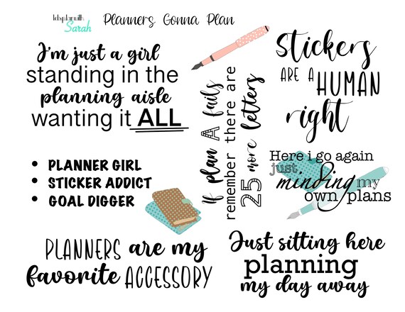 PLANNERS GONNA PLAN Printable Quote Stickers for Planner - Etsy