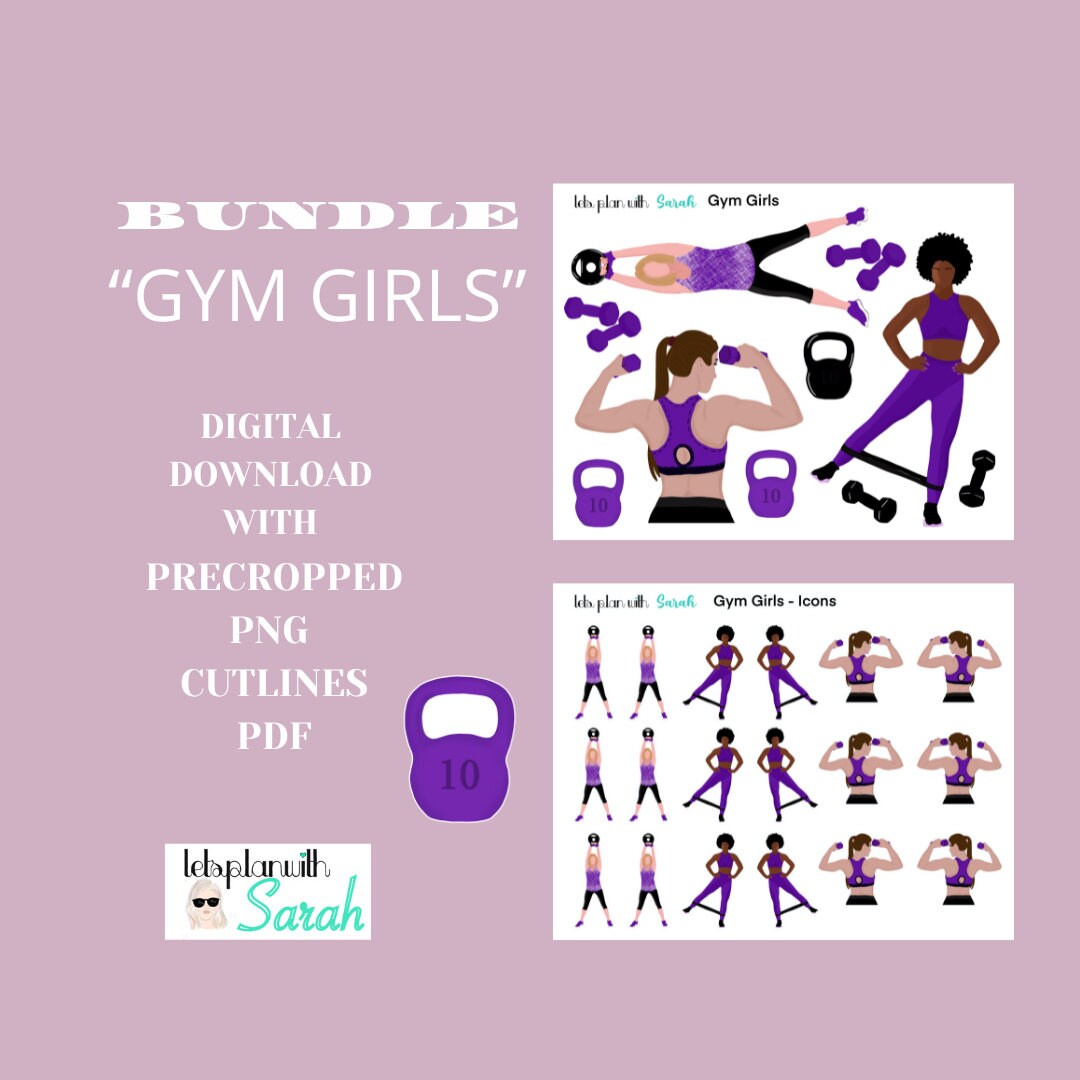 GYM GIRLS ICONS Bundle Printable Workout Stickers, Fitness Planning ...