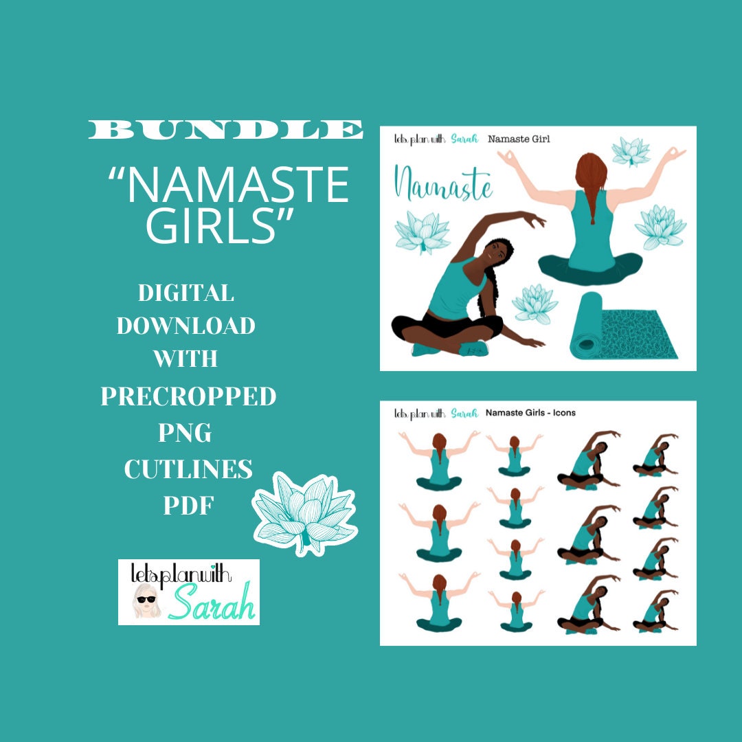 NAMASTE GIRLS ICONS Bundle Printable Stickers for Workout Tracking ...
