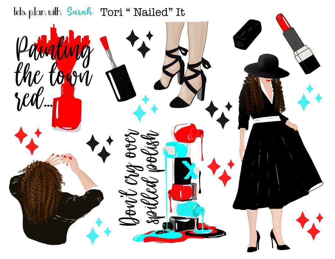 TORI nailed IT Printable Hand Drawn Fun Night Out Stickers for Planners ...