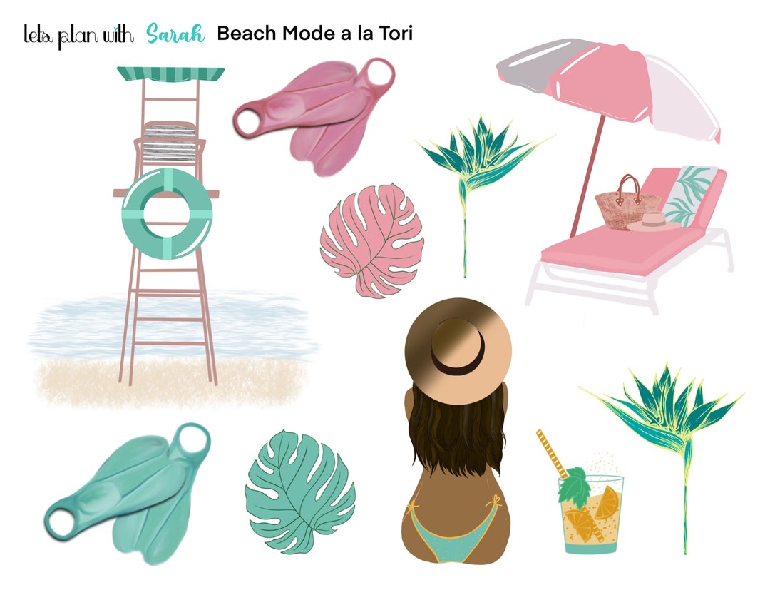 BEACH MODE a La TORI Printable Stickers for Planners, Journals ...
