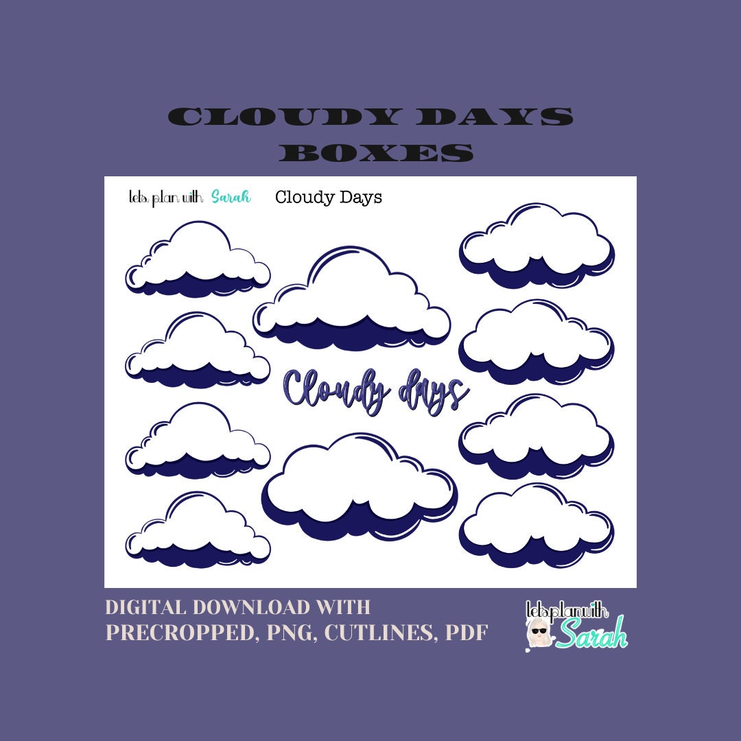 CLOUDY DAY BOXES Printable Journaling Boxes, Cloud Stickers, Printable for Planners, Journals ...