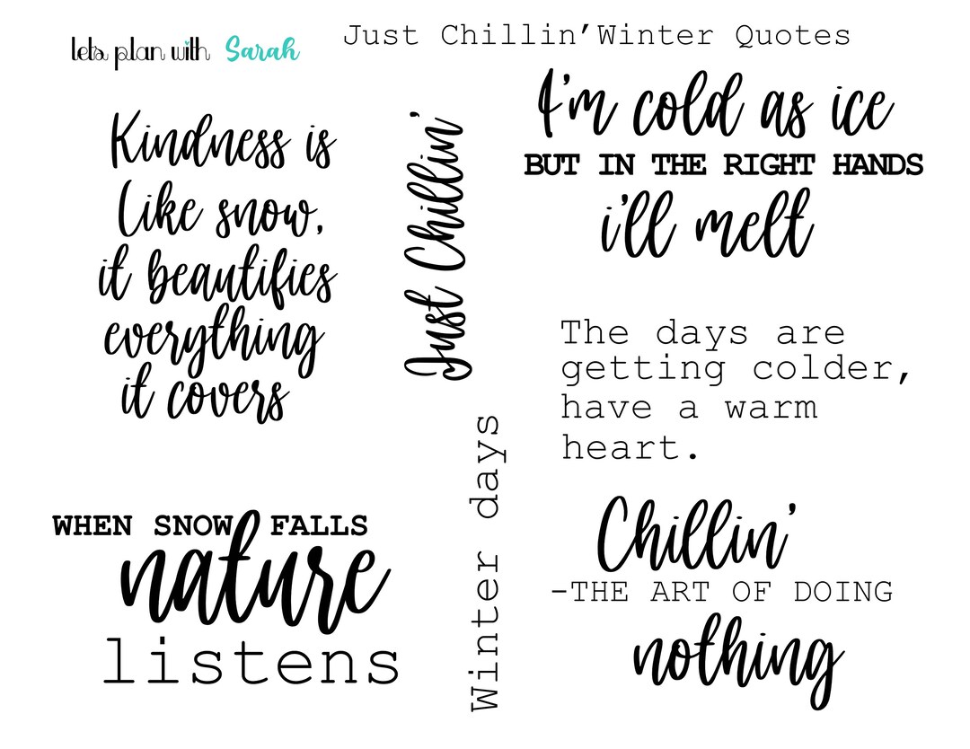 JUST CHILLIN Winter QUOTES Printable Stickers for Planners, Journals ...