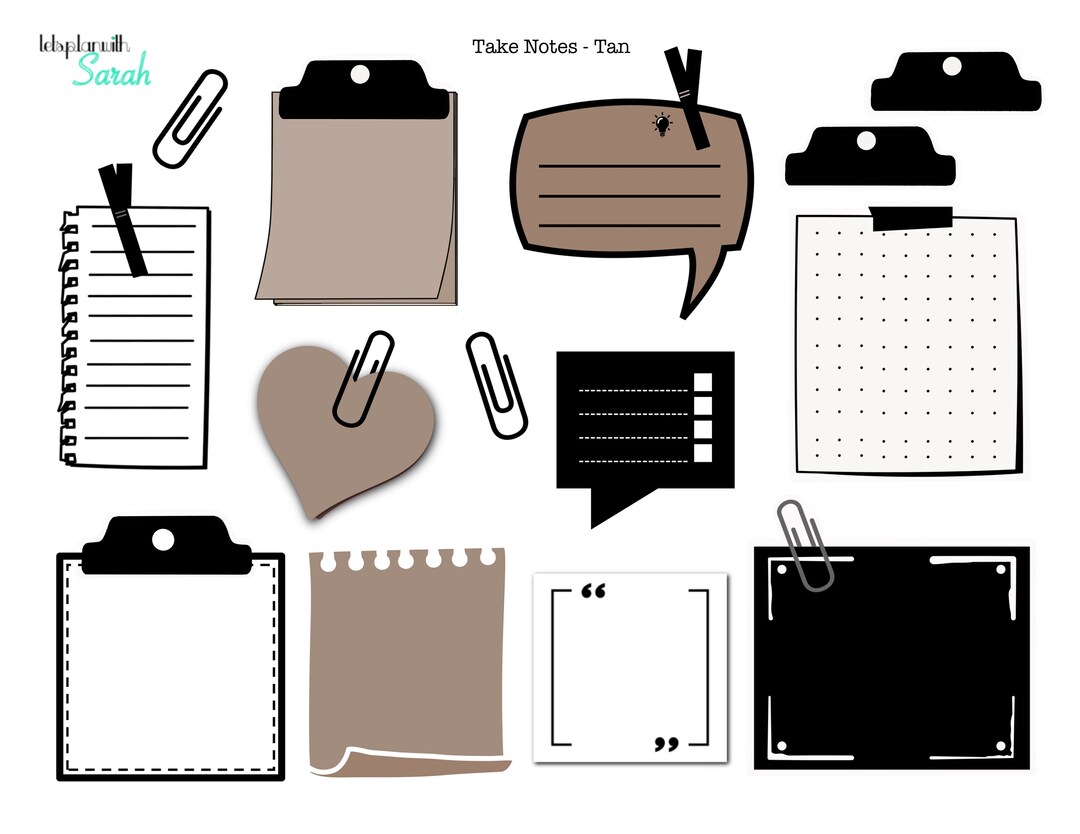 TAKE NOTES TAN Printable Sticky Notes, Post Its for Planners, Journals ...