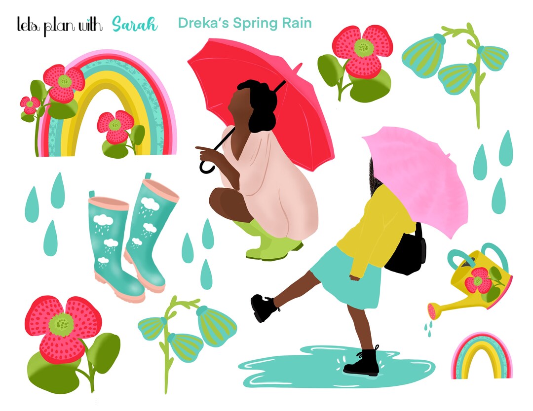 DREKAS SPRING RAIN Printable Rainy Day Stickers for Planners, Journals ...