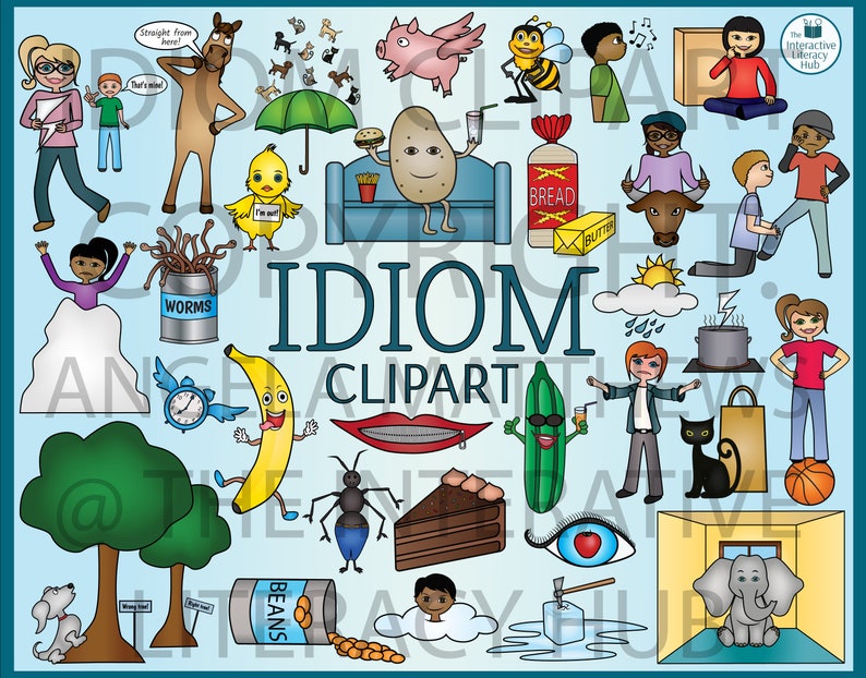 Idiom Clipart - 30 PNG Graphics of Idioms ( Black and White Versions of ...