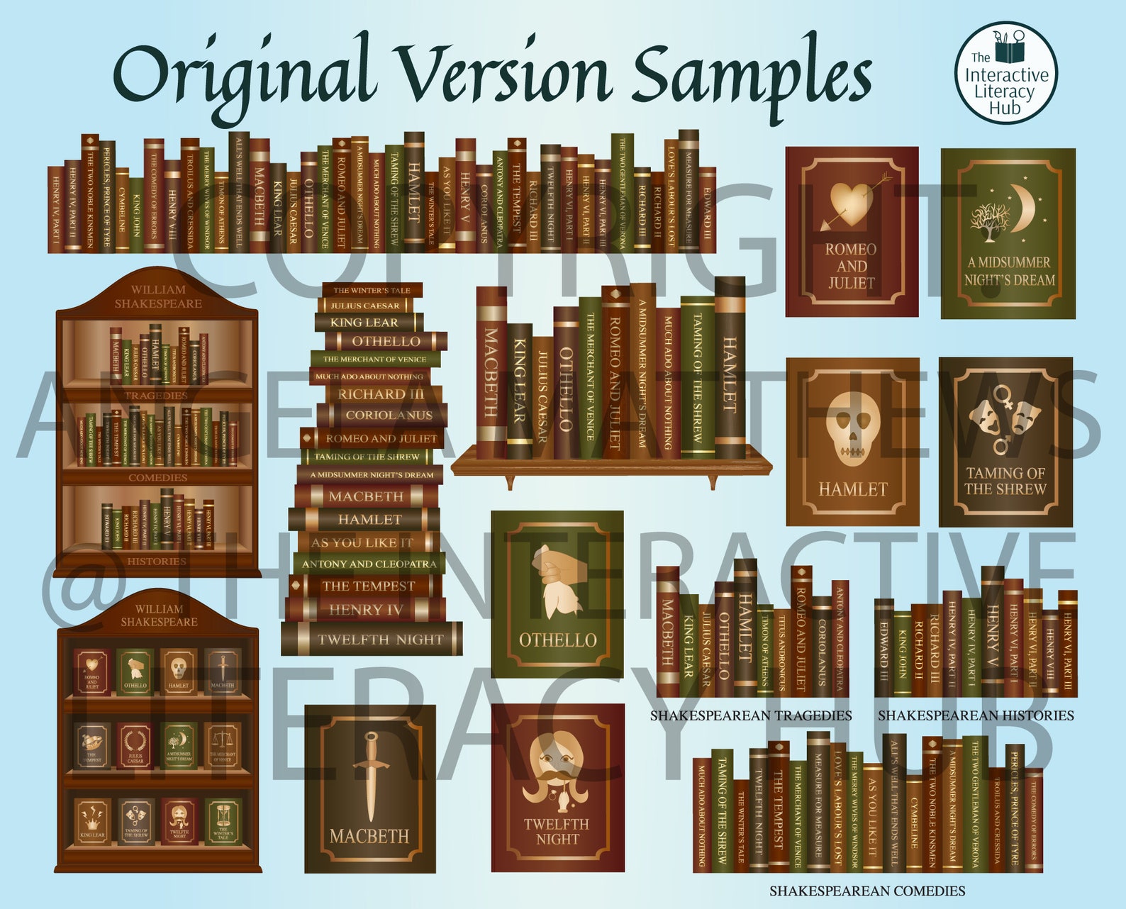 Shakespeare Clipart - 50 Png Illustrations (includes Outlined, Original ...