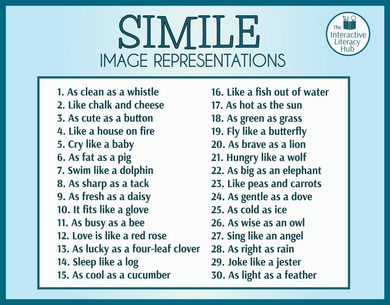 Simile Clipart - 31 PNG Graphics of Similes (with 31 Additional Black ...