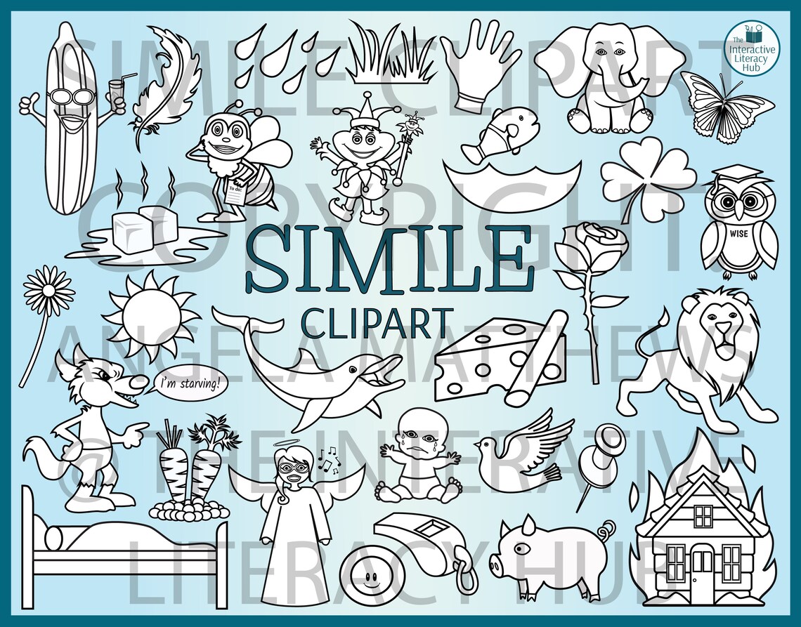 Simile Clipart - 31 PNG Graphics of Similes (with 31 Additional Black ...