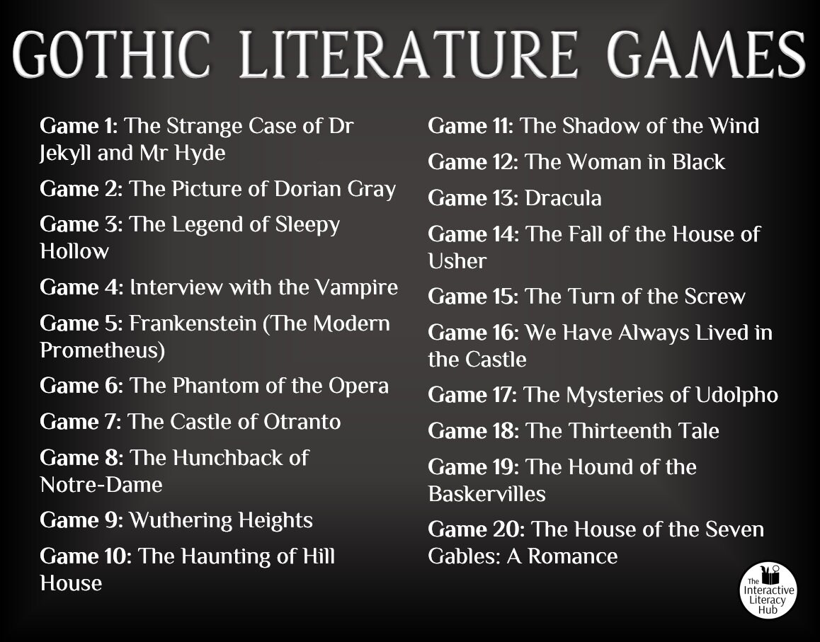 Gothic Literature Powerpoint Games - 20 Games With Examples of Gothic ...