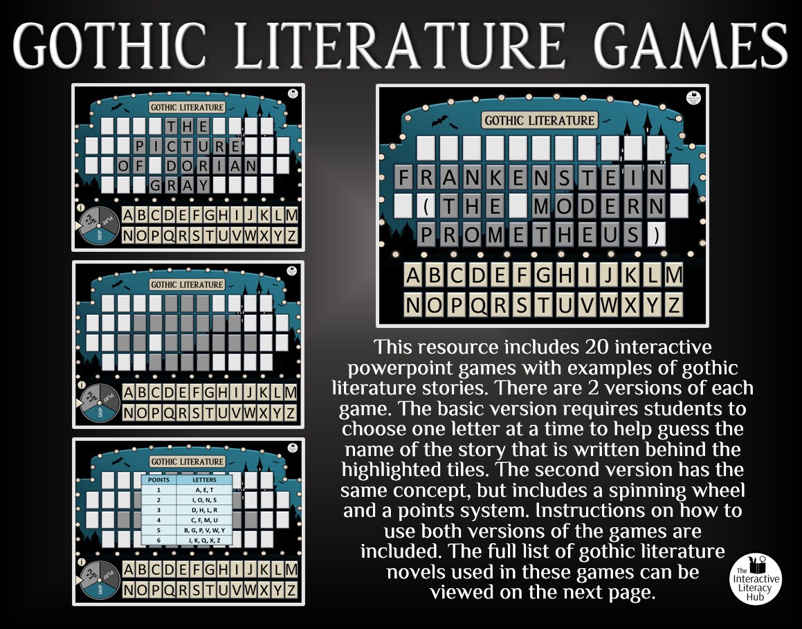 Gothic Literature Powerpoint Games - 20 Games With Examples of Gothic ...