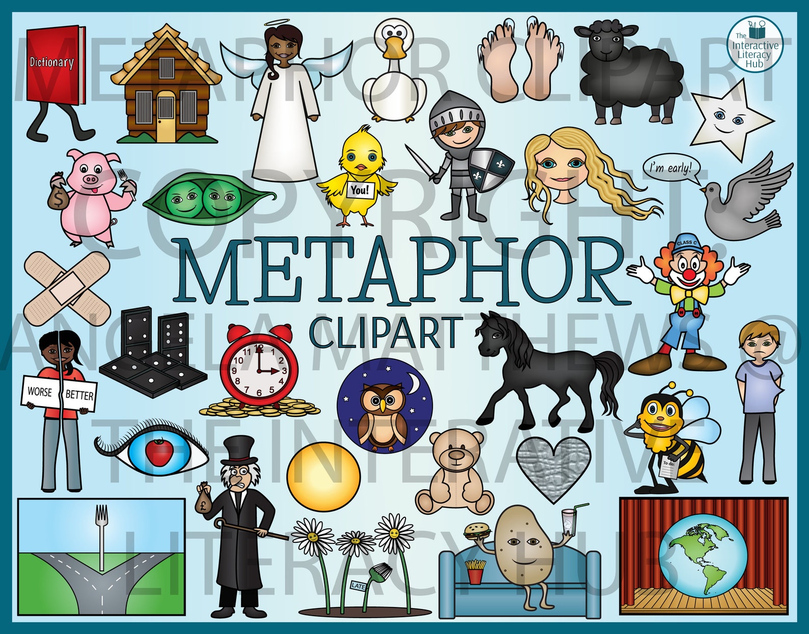 Metaphor Clipart - 31 PNG Graphics of Metaphors (includes Black and ...