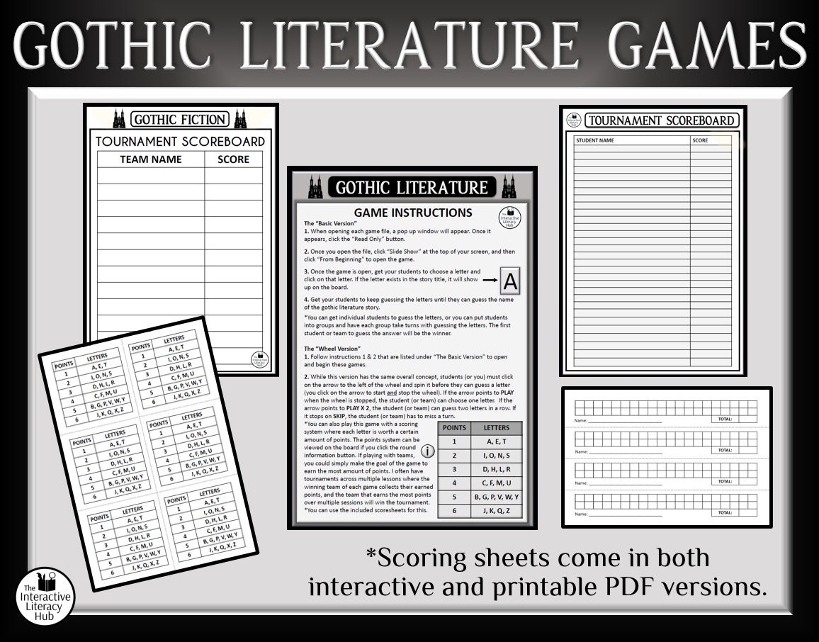Gothic Literature Powerpoint Games - 20 Games With Examples of Gothic ...