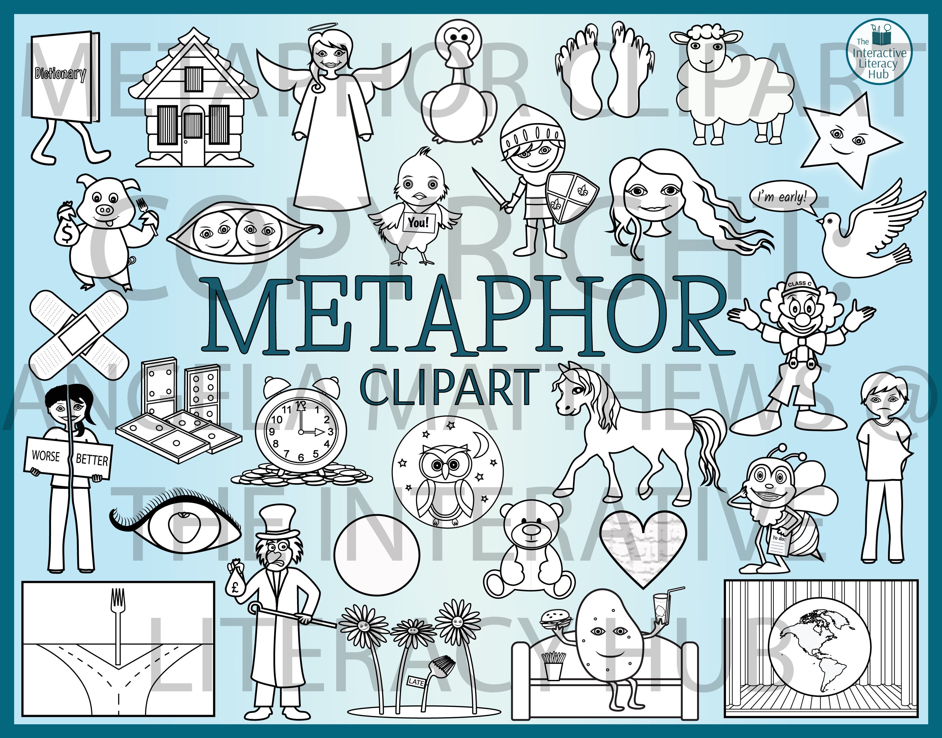Metaphor Clipart - 31 PNG Graphics of Metaphors (includes Black and ...