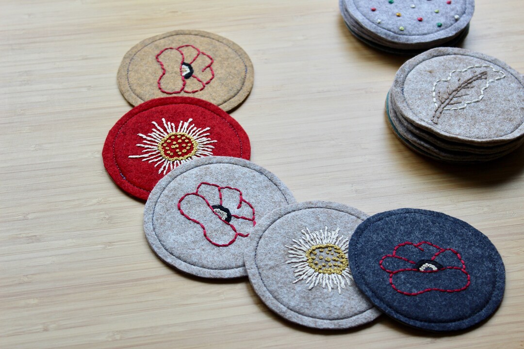 Handmade & Hand Embroidered Felt Coasters - Etsy