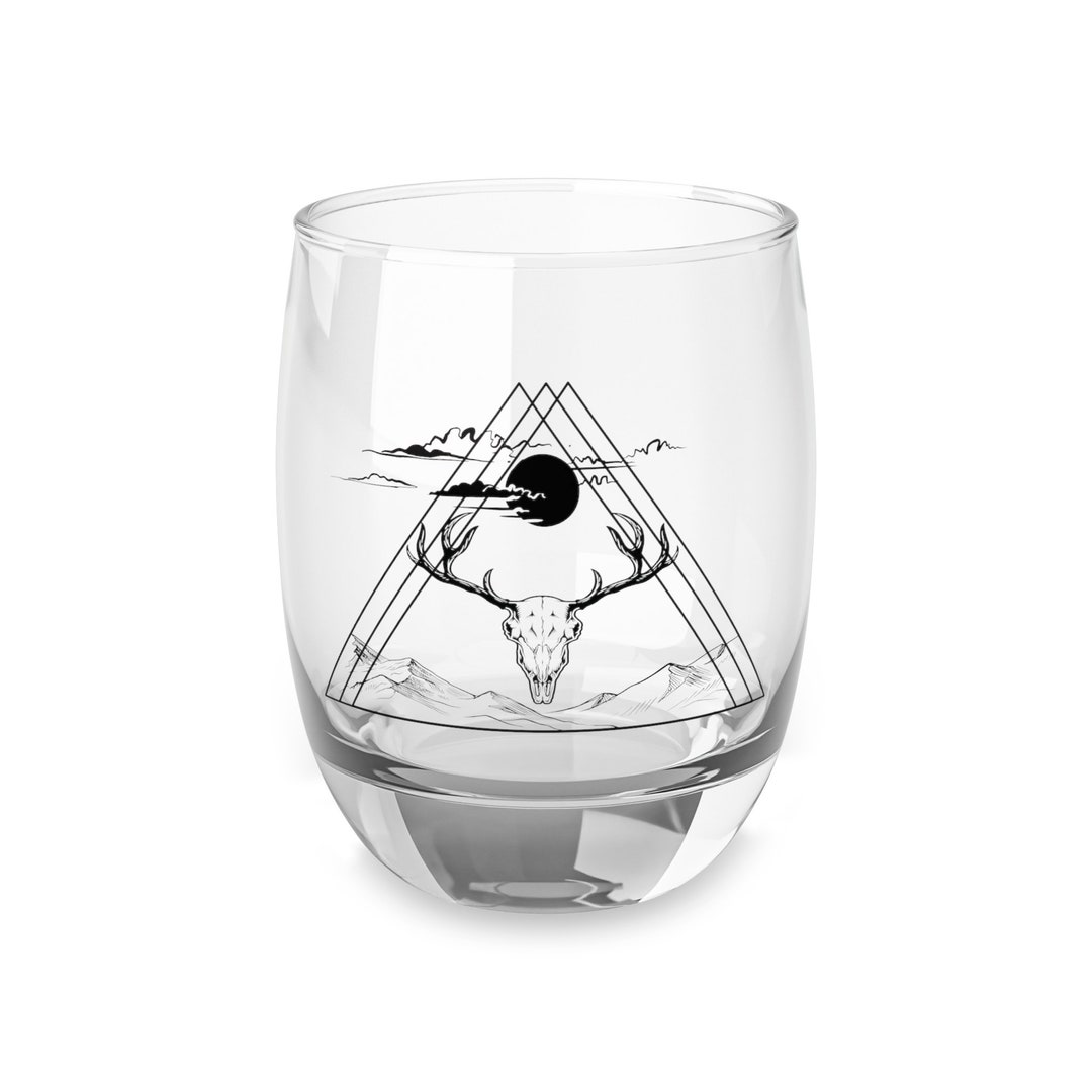 Geometric Elk Whiskey Glass Hunting Trophy Glassware Nature Lover Gift ...