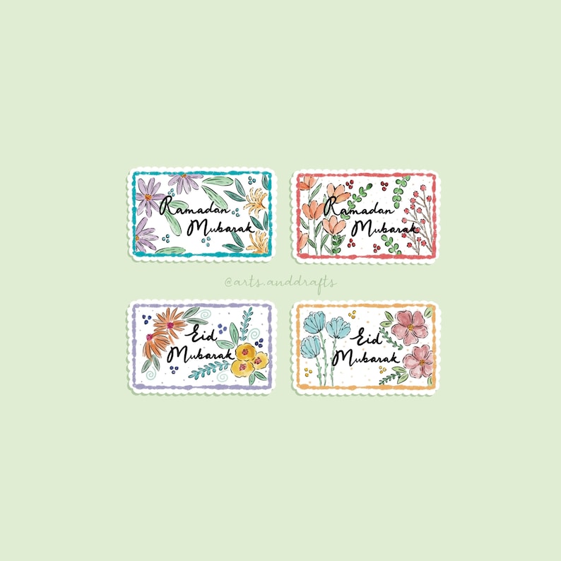 Pack of 20 Ramadan & Eid Stickers | Floral Stickers | Islamic Stickers ...