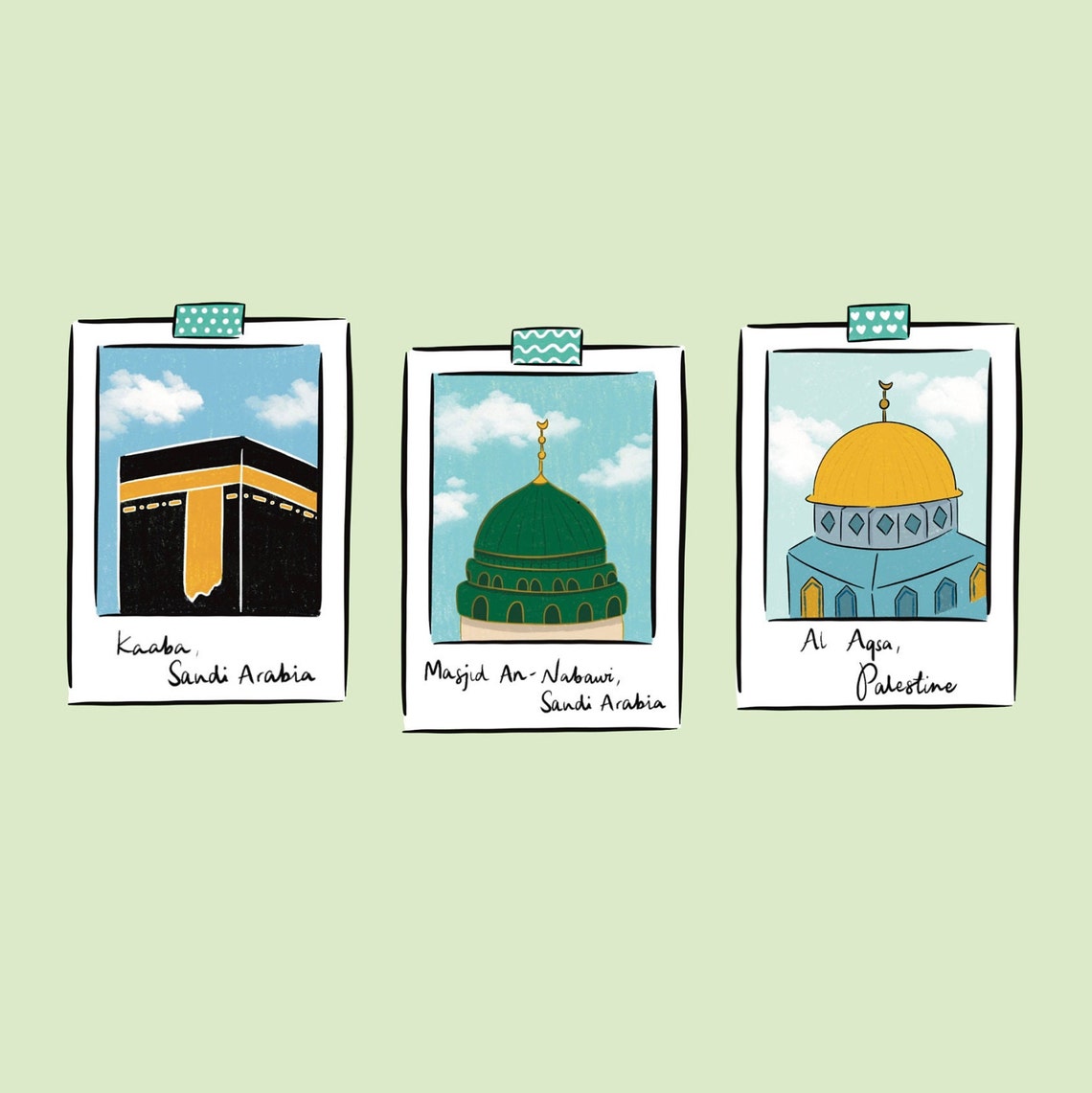 Pack of 3 Mosques Stickers Hijabi Stickers Islamic - Etsy