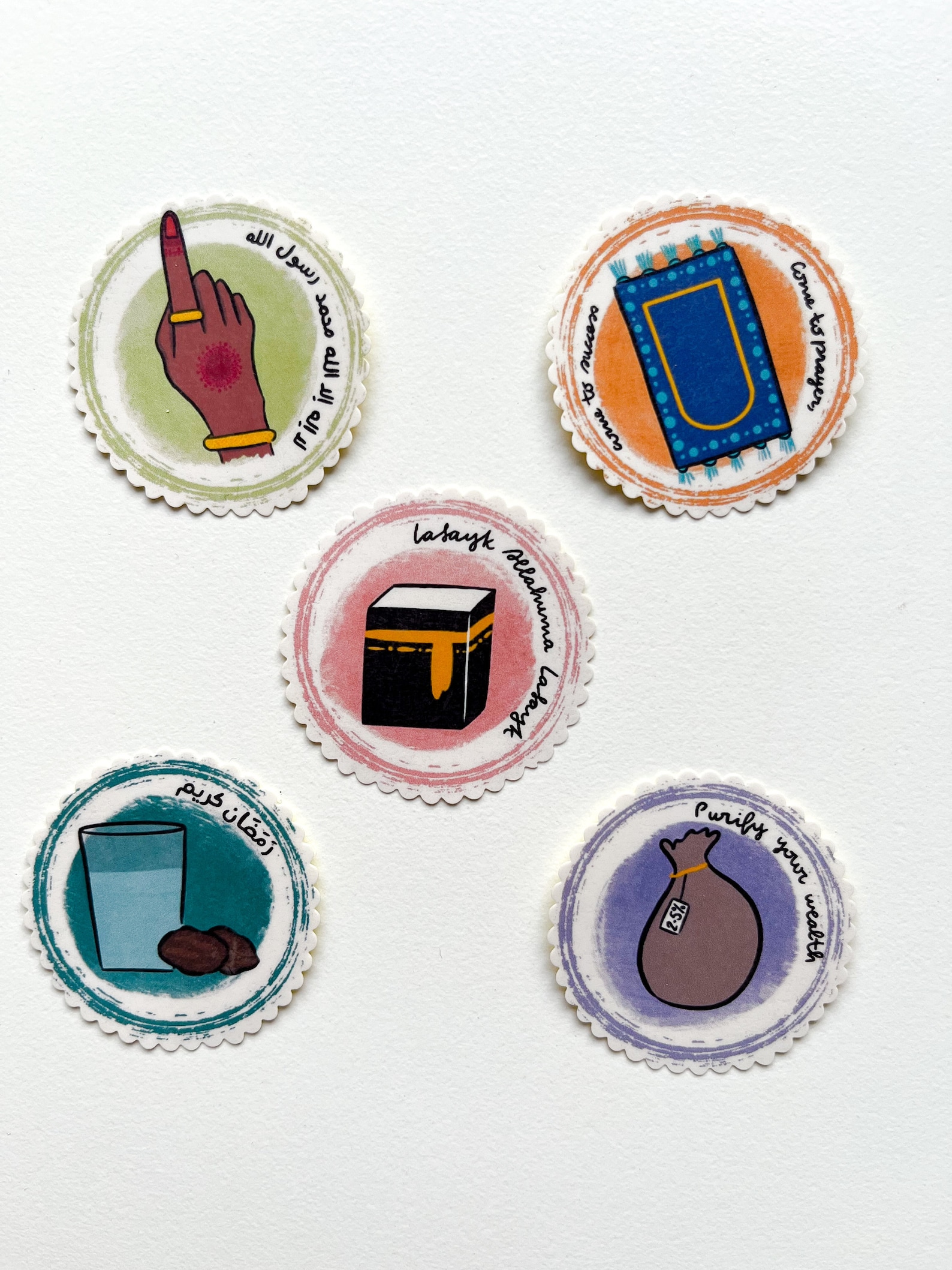 Pack of 5 Pillars of Islam Stickers Journal Stickers Hijabi Stickers ...