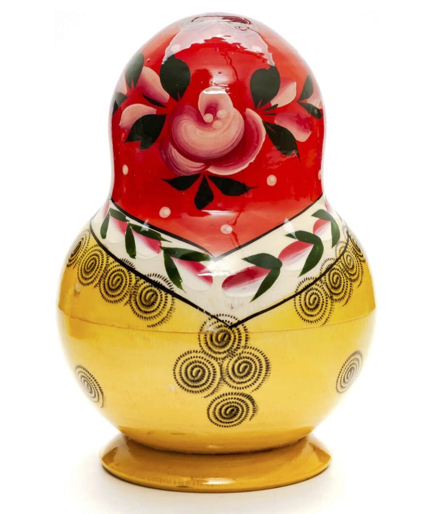 Matryoshka Semenovskaya Nesting Doll Red Head Round Shape 10 Pcs Inside ...