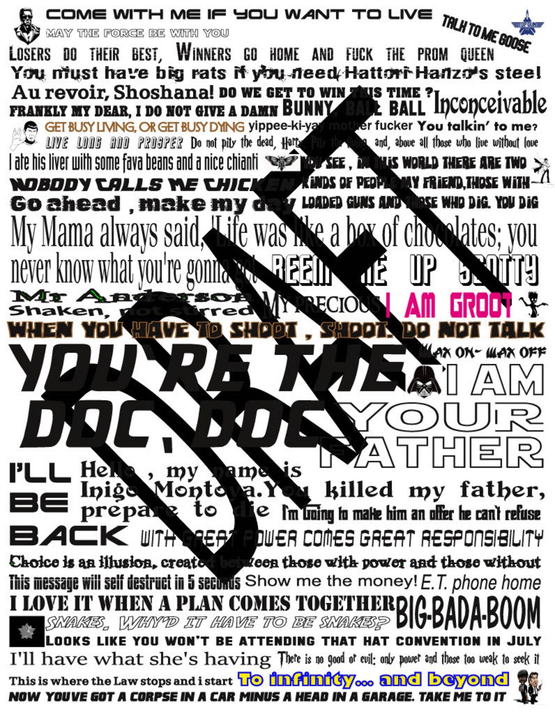 Famous Movie Sentences Poster - Etsy